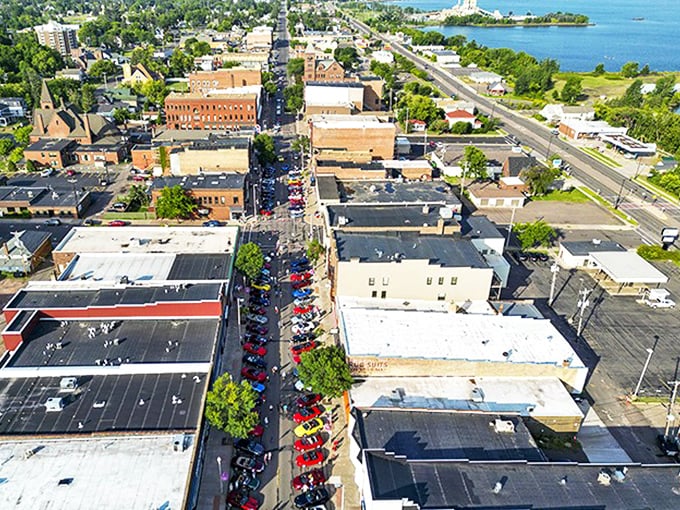 From above, Ashland reveals its perfect positioning between Lake Superior's vastness and the cozy grid of small-town America.