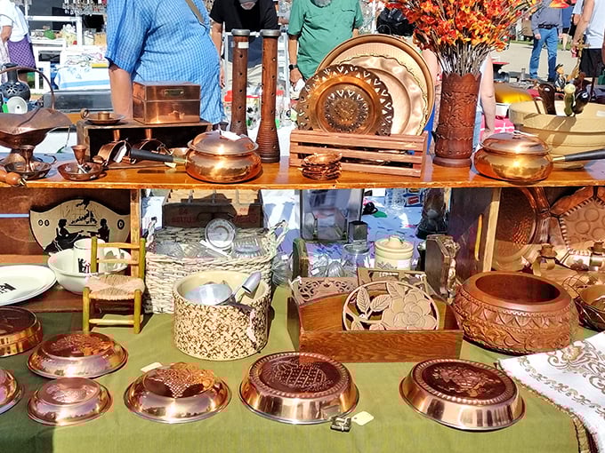 Copper gleams under the sun like treasure from a shipwreck. These pots and decorative pieces bring warmth and history to modern kitchens.