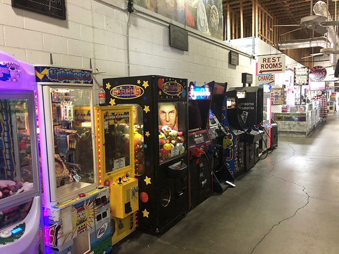 Arcade machines and claw games add nostalgic entertainment to your shopping adventure. Who says treasure hunting can't include a high score?