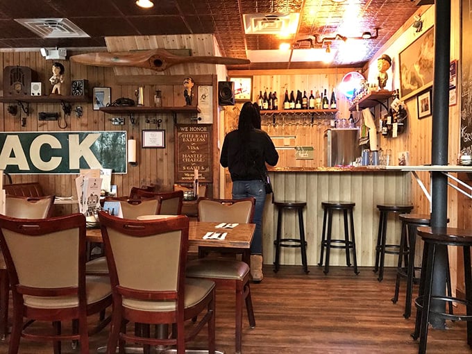 The bar area feels like it's been serving comfort and conversation for generations. Some places are new but feel old—in the best way.