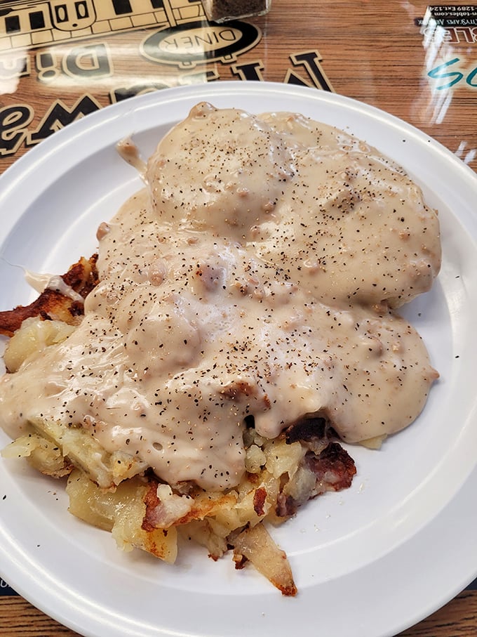 Biscuits and gravy—the breakfast equivalent of a warm hug from your favorite aunt who always sneaks you an extra cookie.