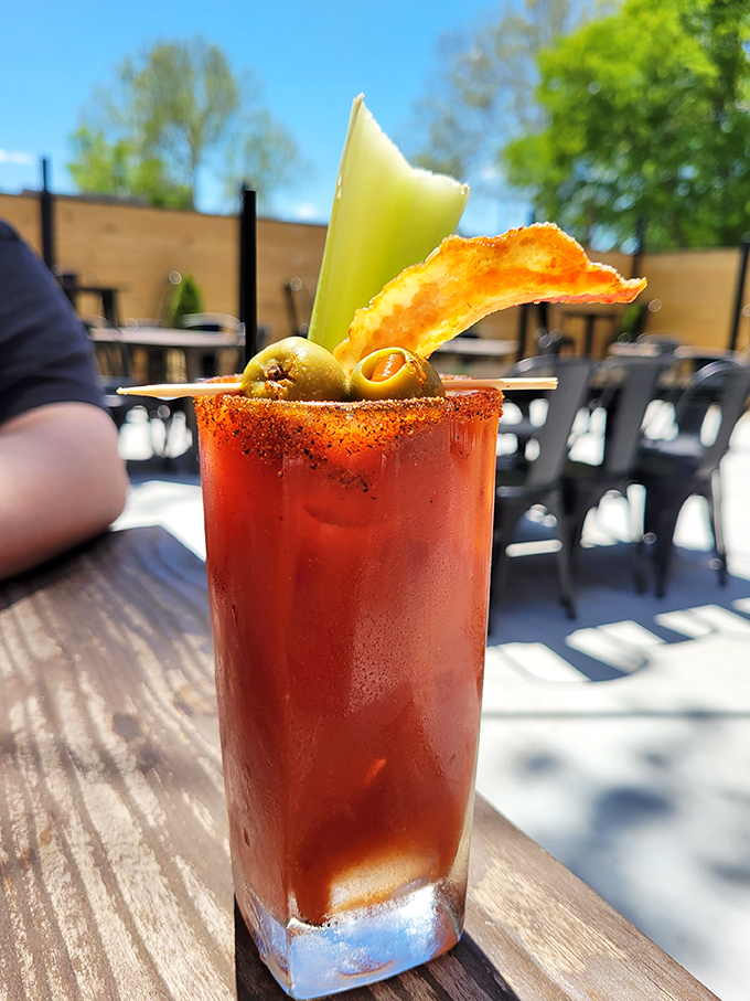The Bloody Mary that's practically a meal—garnished with enough accessories to make it the Carmen Miranda of breakfast cocktails. 
