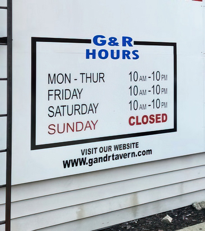 Open six days a week, closed on Sundays—because even legendary bologna sandwich makers deserve a day of rest.