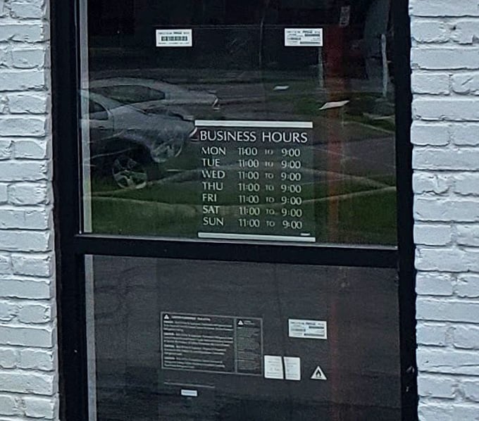 These business hours (11-9 daily) are worth committing to memory—your future hungry self will thank you for this vital information.