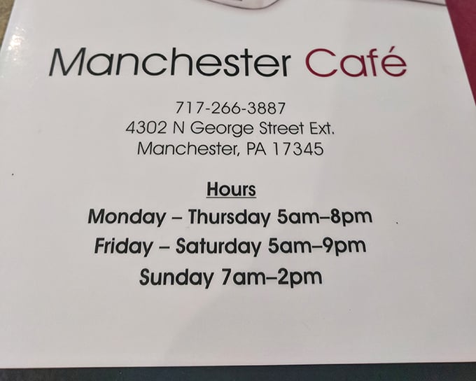 Early birds rejoice! Manchester Cafe's hours cater to those who believe breakfast is too important to be limited to conventional mealtimes.