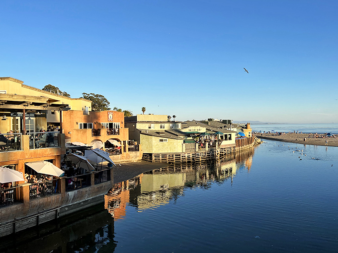 Soquel Creek meets the Pacific in a perfect confluence of calm waters and coastal architecture—Capitola's version of a California Venice.