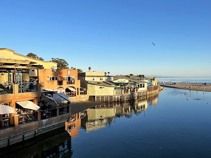Soquel Creek meets the Pacific in a perfect confluence of calm waters and coastal architecture—Capitola's version of a California Venice.