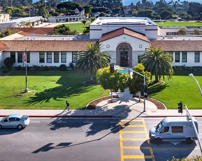 Spanish-style architecture reminds visitors of California's rich heritage. This isn't just a pretty building – it's a daily history lesson for the students who pass through.