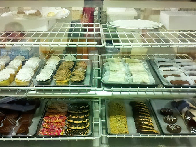 The dessert case tempts with homemade treats—because sometimes breakfast should end with something sweet.