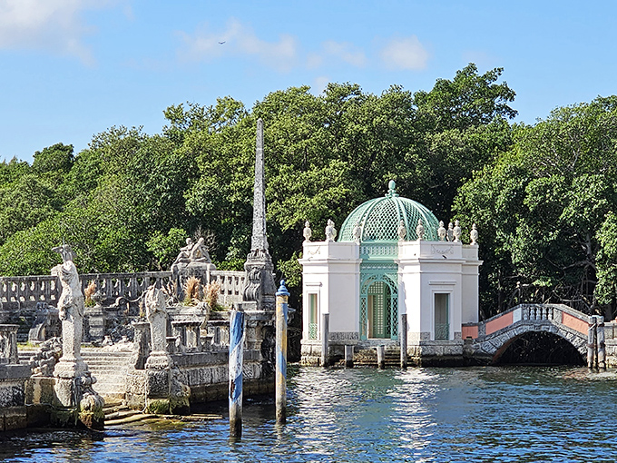 The Casinò pavilion floating on Biscayne Bay like a Renaissance jewel box. Not for gambling, unless you're betting on architectural perfection.