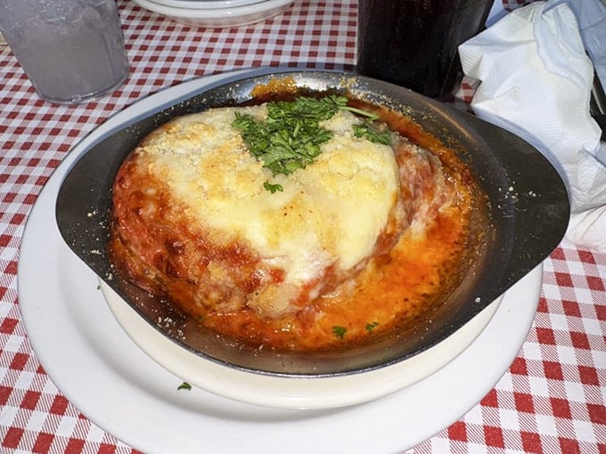 Chicken parmesan bubbling with cheese and marinara—an Italian-American classic that's found its spiritual home in this Ohio schoolhouse.
