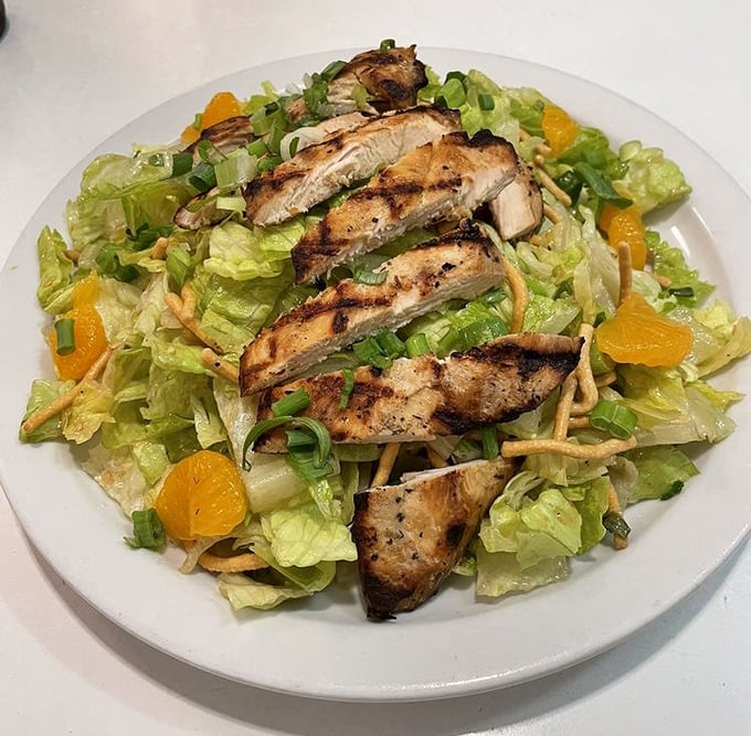 A salad that makes eating healthy feel like cheating. Those mandarin oranges aren't just garnish—they're little bursts of sunshine.
