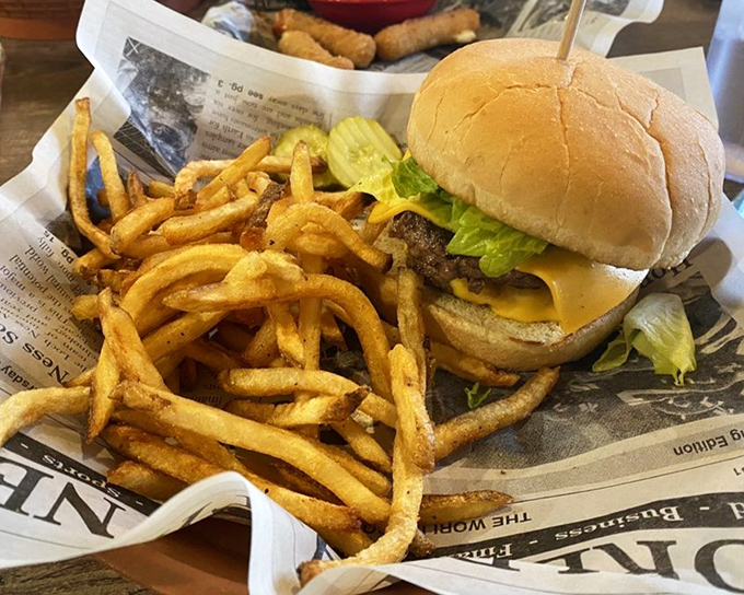 The cowboy burger doesn't just satisfy hunger—it conquers it with a perfect ratio of beef, cheese, and fresh toppings.