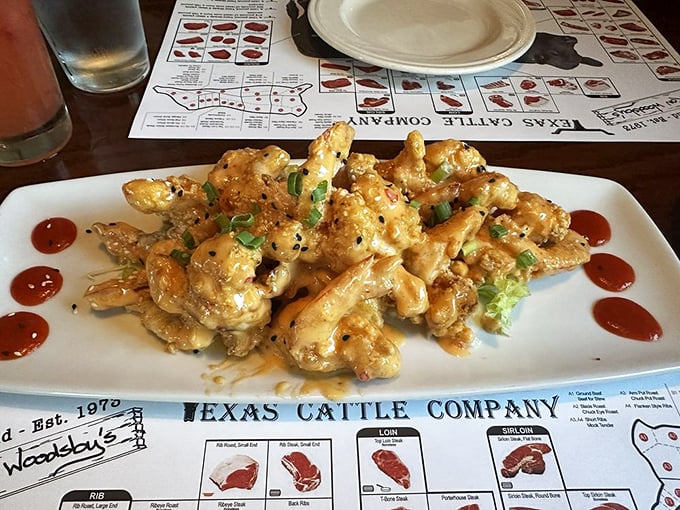 Dang Bang Shrimp living up to their name—these saucy little flavor bombs might just steal the spotlight from your steak. At least until the steak arrives.