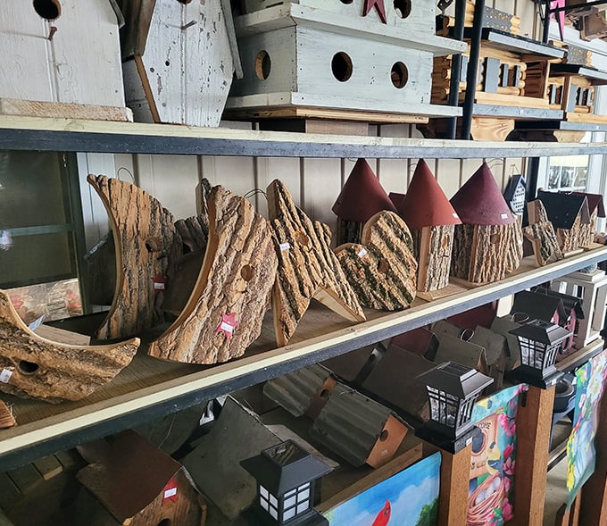 Rustic birdhouses crafted from reclaimed wood aren't just decorative—they're little pieces of Lancaster County craftsmanship you can bring home to your feathered neighbors.