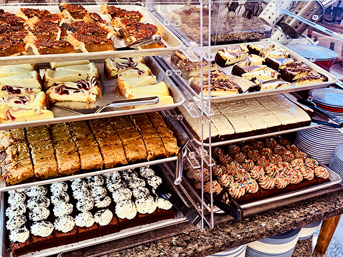 The dessert section – where you'll somehow find room despite swearing you couldn't eat another bite five minutes ago.