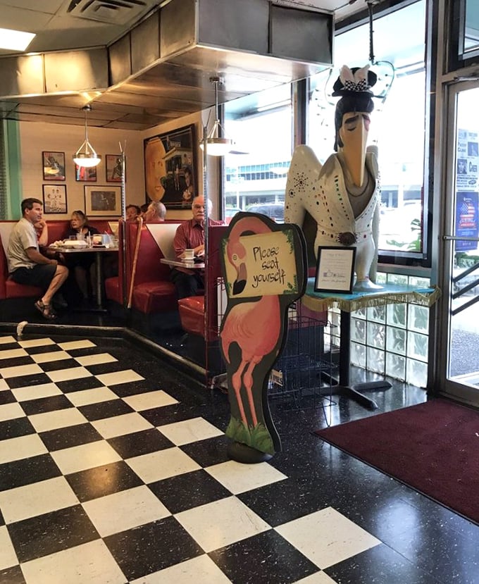 Locals know the best conversations happen in these booths, where Elvis watches over diners as they solve the world's problems over coffee refills.
