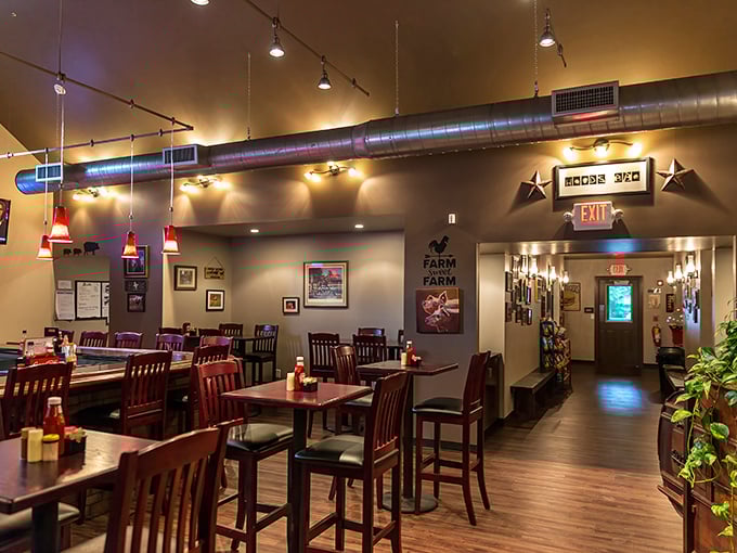 Modern meets rustic in this dining area where conversations flow as freely as the sauce. The perfect setting for turning strangers into friends over shared plates.