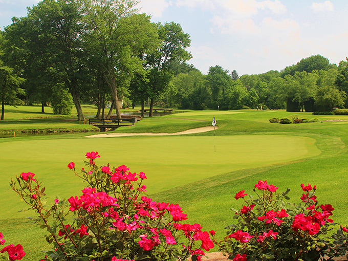 Doylestown Country Club's manicured greens and vibrant flowers create a pastoral scene so perfect you'll want to take up golf just for the views.