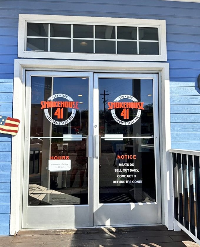 The entrance says it all: "Meats DO sell out daily, come get it before it's gone!" – words that separate casual diners from true believers.