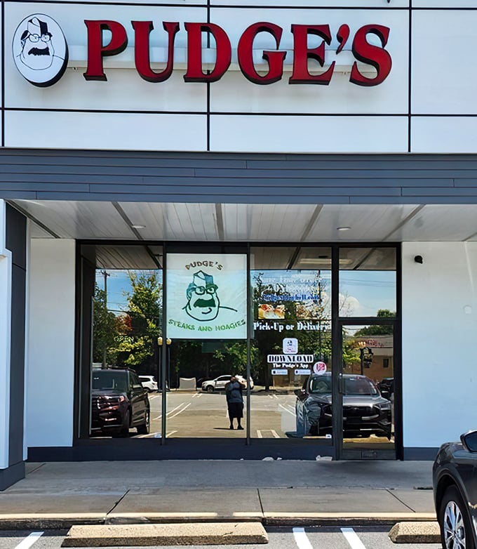 The entrance to sandwich paradise, where diet plans go to die happily. That logo promises a commitment to deliciousness that's never broken.