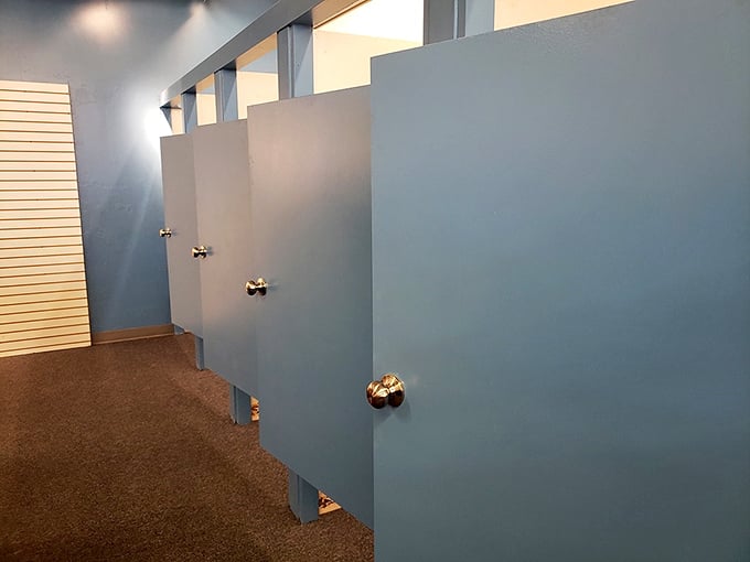 Fitting rooms that respect your dignity—a rare find in thrift world. No makeshift curtains or questionable lighting here!