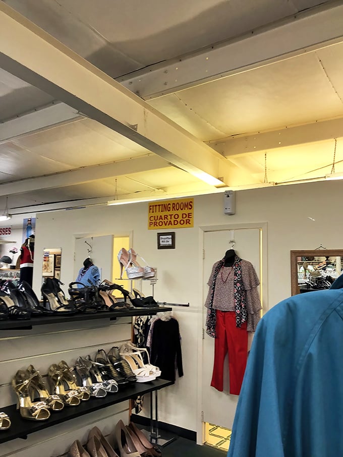 The fitting rooms offer the moment of truth—will that designer jacket that caught your eye transform you into the person you've always wanted to be?