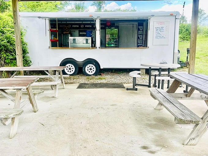 The food truck experience: Where "dinner and a movie" becomes one seamless operation with picnic tables standing in for formal dining.