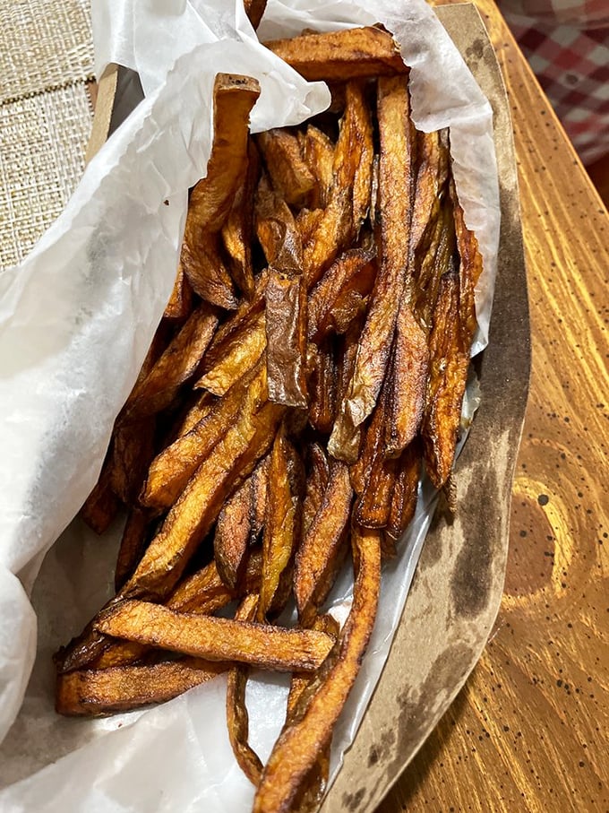 These aren't just fries; they're golden potato perfection – crispy outside, fluffy inside, and worth every delicious calorie.