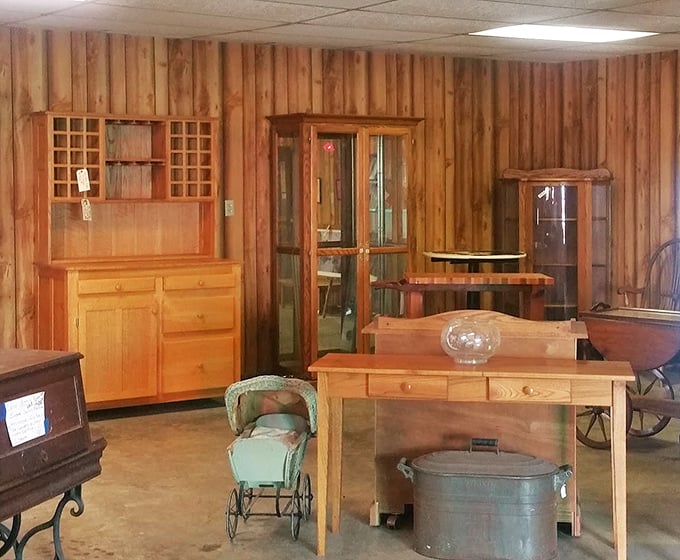 Furniture that whispers of simpler times. That pine hutch has probably held everything from wedding china to children's art projects through decades of family dinners.