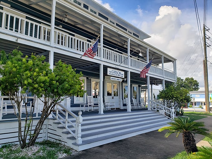 The Gibson Inn's grand porch with its row of rocking chairs isn't just an architectural feature – it's an invitation to slow down and stay awhile.