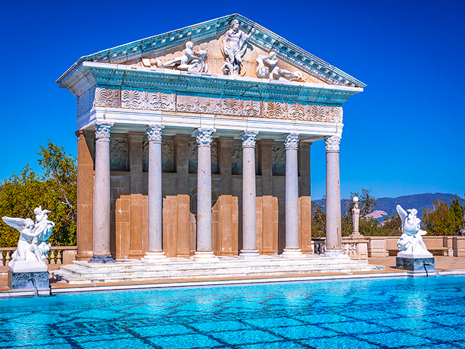 This Greek temple façade isn't compensating for anything – it's just what happens when you have unlimited funds and a passion for classical architecture.