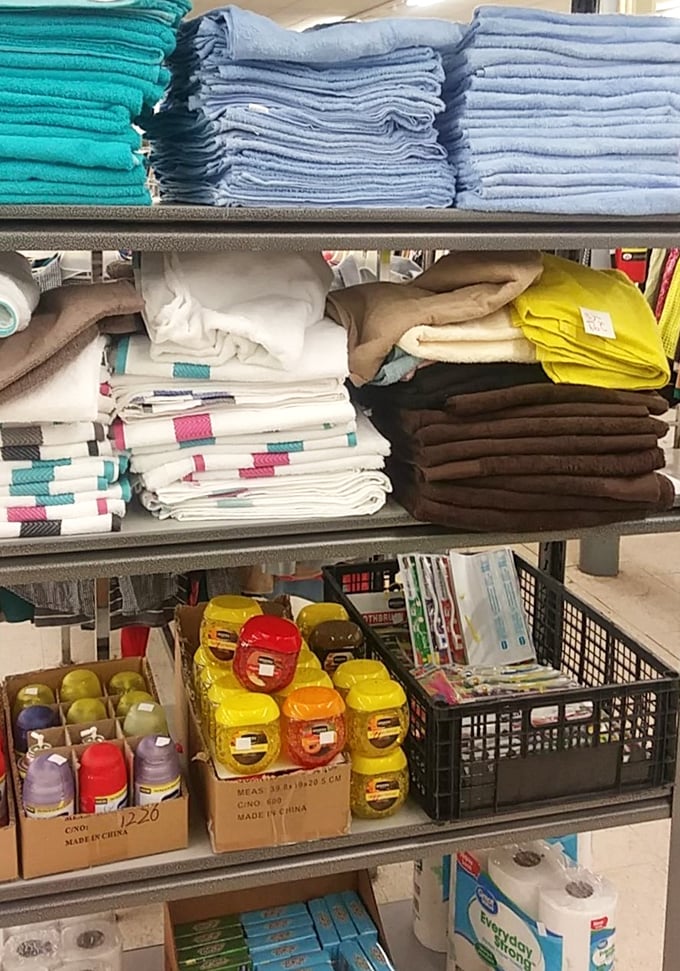 Linens stacked higher than your grandmother's expectations, priced lower than her weekly bingo budget.