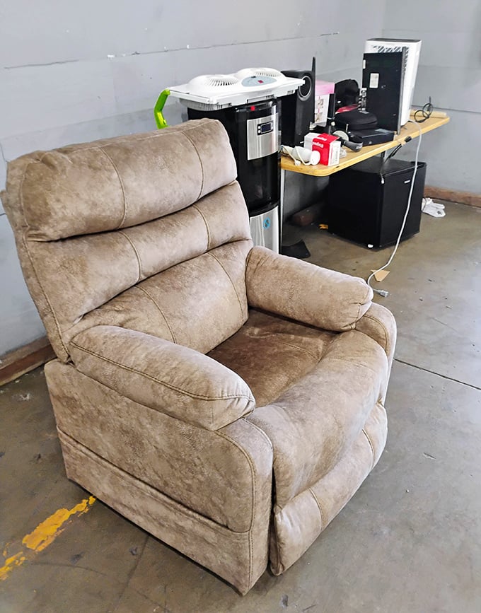 That recliner has seen some stories and is ready to hear yours. Furniture shopping becomes an adoption process when pieces have this much character.