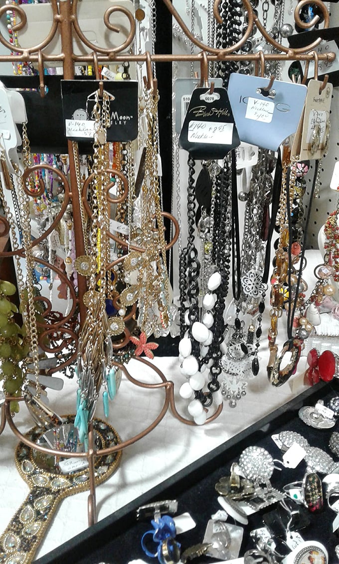 Jewelry displays that sparkle with possibility. Those necklaces aren't just accessories—they're future heirlooms waiting for their next chapter.