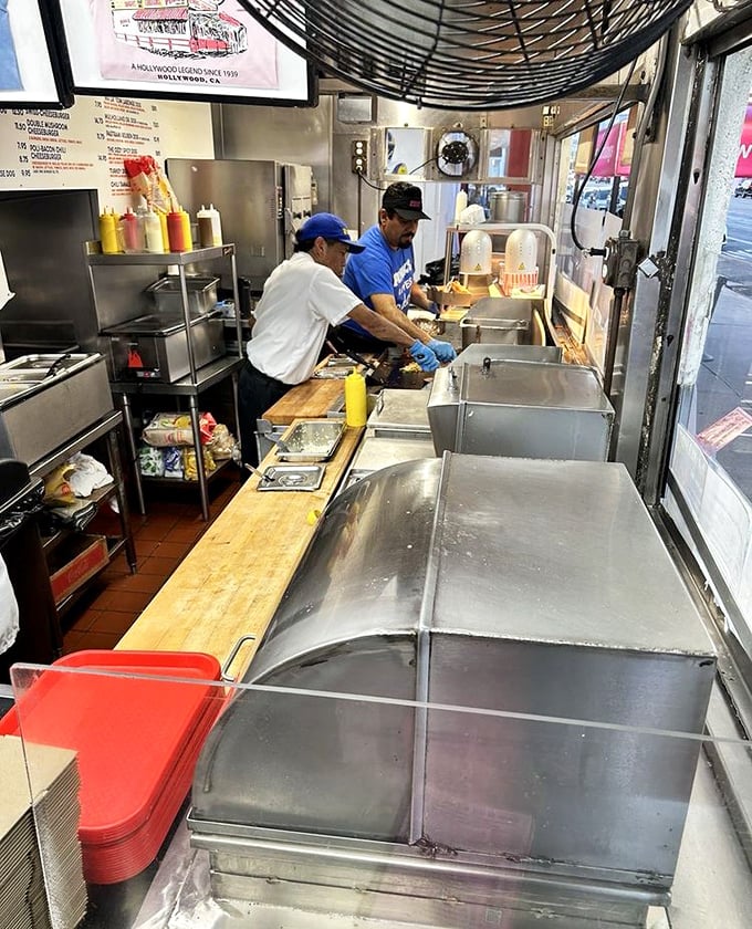 The kitchen at Pink's operates with the precision of a Swiss watch and the soul of a jazz band—organized chaos producing edible magic.