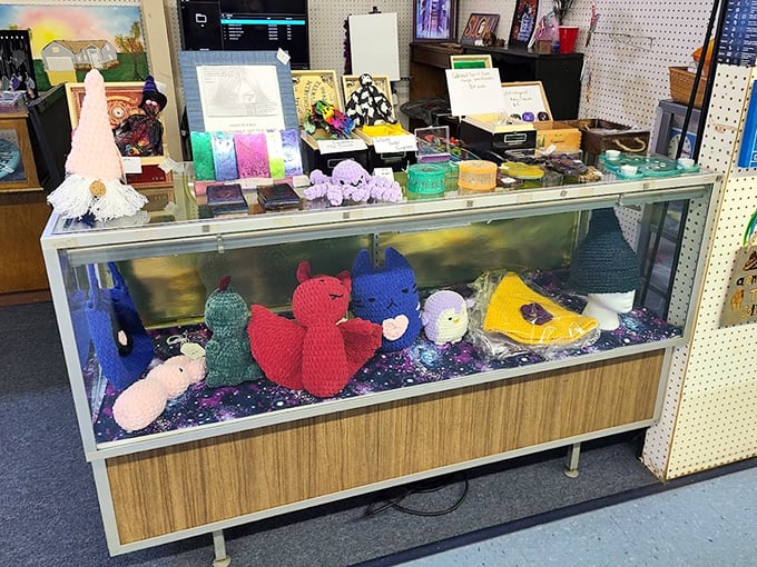Handcrafted plush creatures with personalities as vibrant as their colors. That little devil is definitely plotting something adorable.