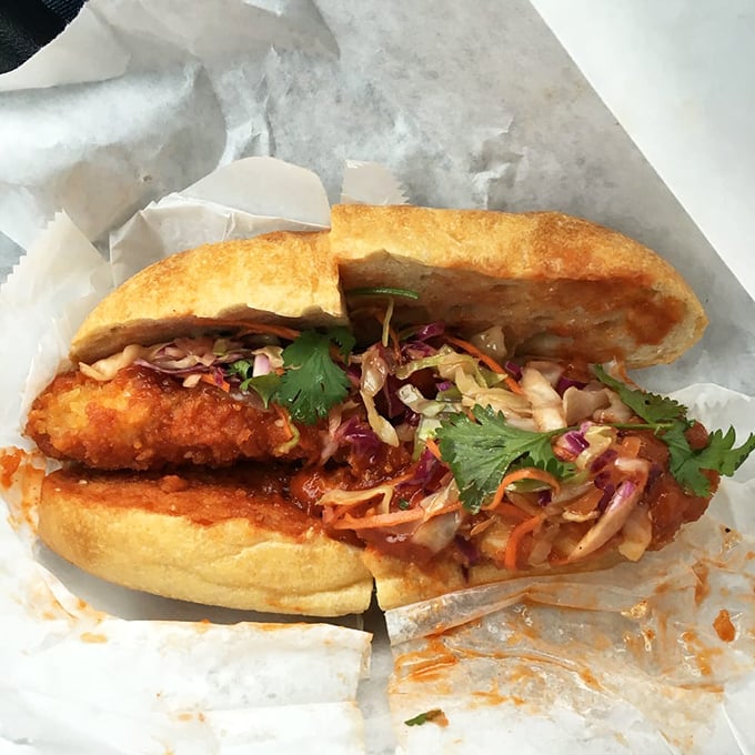 The Hot Chicken sandwich brings Nashville attitude to the North Coast. This spicy number doesn't just sing—it performs a full concert.