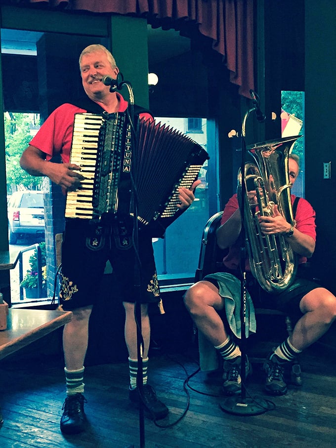 Live accordion music transforms dinner into an event—suddenly you're not just eating sausage, you're having a cultural experience. 