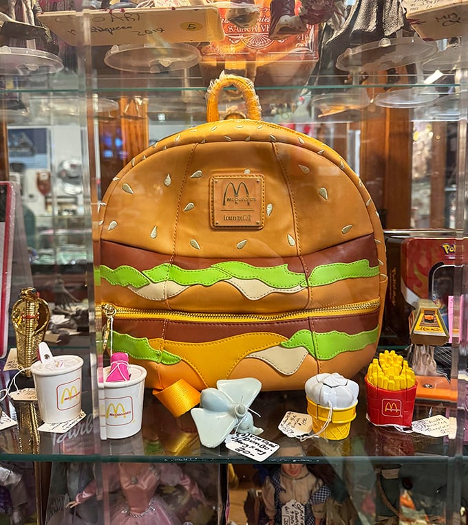 The McDonald's memorabilia burger backpack – proof that fast food collectibles can become slow fashion statements that bring smiles decades after the Happy Meal is gone.
