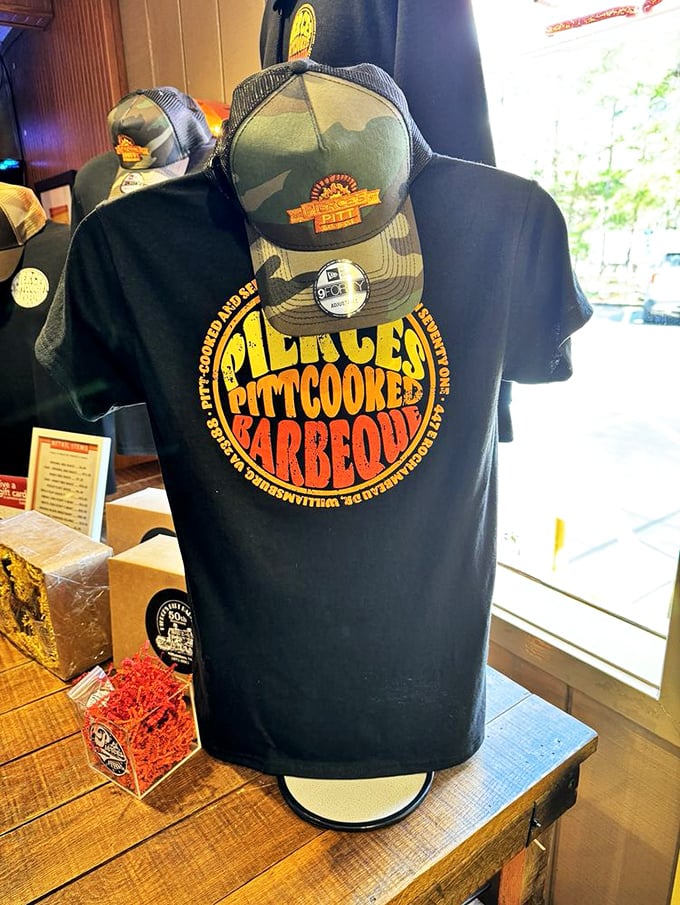Wearing Pierce's merch isn't just fashion—it's a badge of honor announcing to the world that you've found barbecue nirvana in Williamsburg.