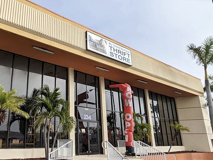 Thrift store treasures await! My Island Thrift Store offers everything from gently-used furniture to quirky Florida souvenirs at prices that keep retirement accounts happy.