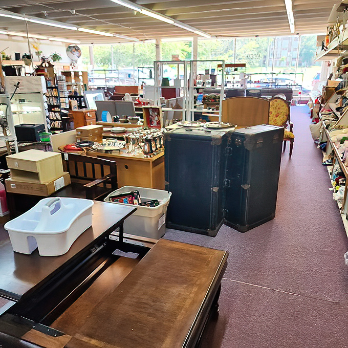 A maze of possibility where every turn reveals potential—from vintage trunks to kitchen gadgets that grandmother would recognize.
