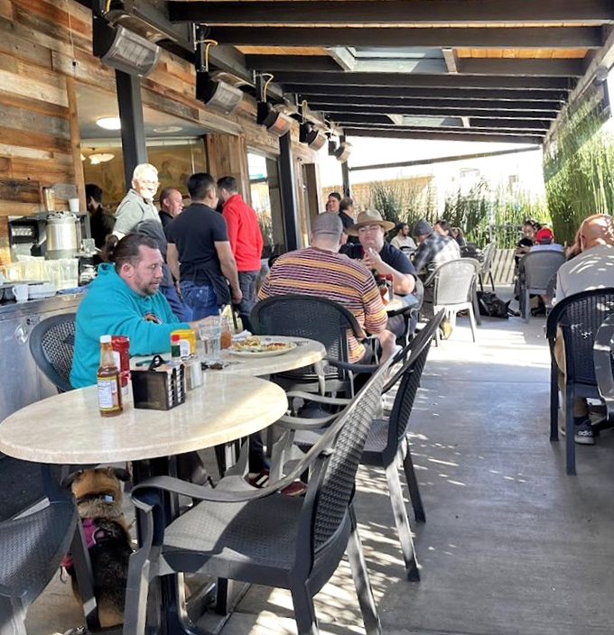 The outdoor patio offers California sunshine with your breakfast—because vitamin D pairs perfectly with vitamin B(enedict) and vitamin C(offee).