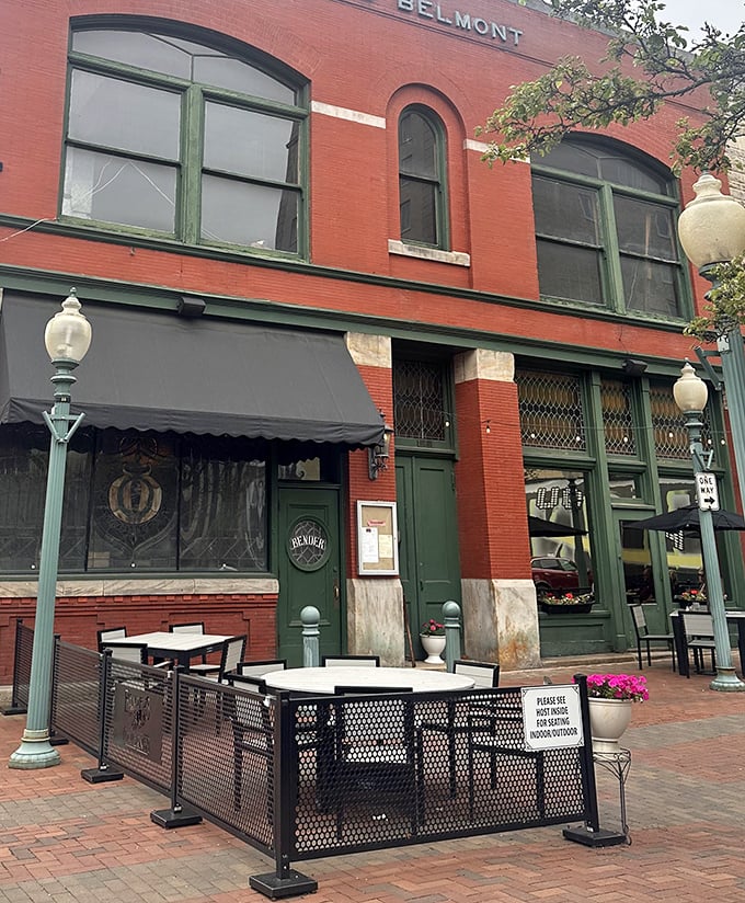 The outdoor patio offers front-row seats to Canton's downtown scene, with the restaurant's brick exterior providing a timeless backdrop for al fresco dining.