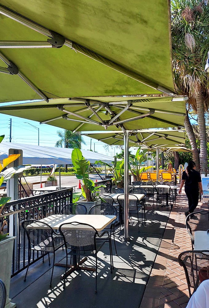 Palm trees meet pastrami on the outdoor patio, where New York flavor gets a vitamin D boost.
