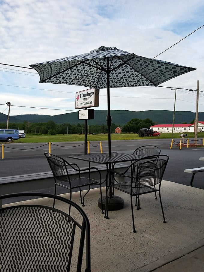 Outdoor seating with a view of rolling Pennsylvania hills – nature's perfect digestif after a satisfying meal.