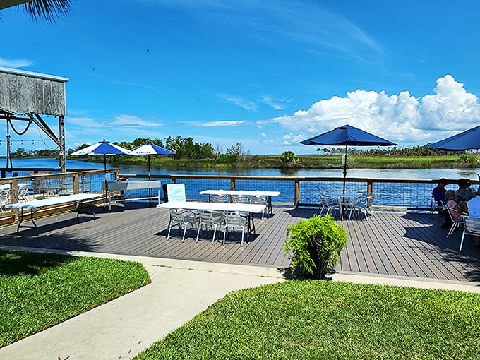 Waterfront dining that reminds you why people move to Florida in the first place—endless blue skies and even better views.