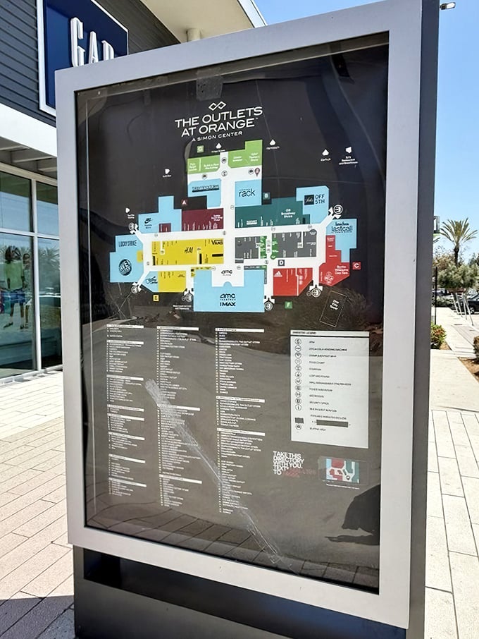 The mall directory—a treasure map for the modern bargain hunter, showing X marks the discount where your wallet will thank you.