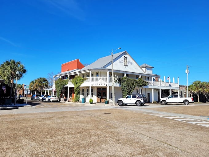 The Owl Cafe anchors a corner of downtown with its classic Gulf Coast architecture – a beacon for hungry travelers seeking seafood nirvana.